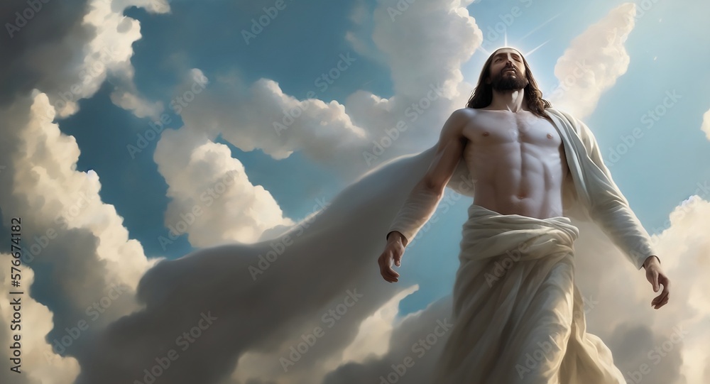 jesus christ ascended to heaven, rising, ascension day - Generative AI ...