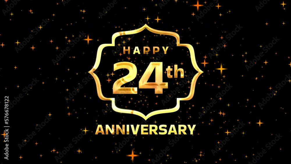 Video Stock Happy 24th Anniversary animation text in gold color on ...
