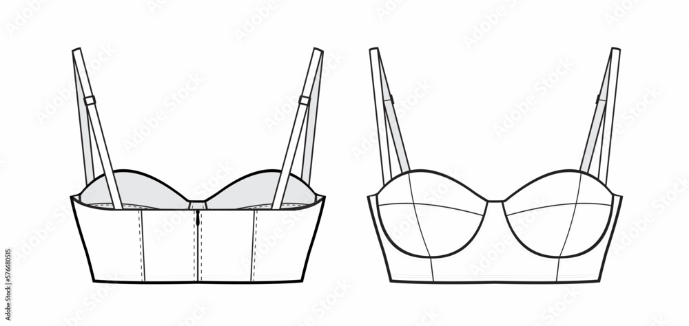 Women's Corset Bustier Bra Push-Up Bralette. Lingerie with molded cup ...