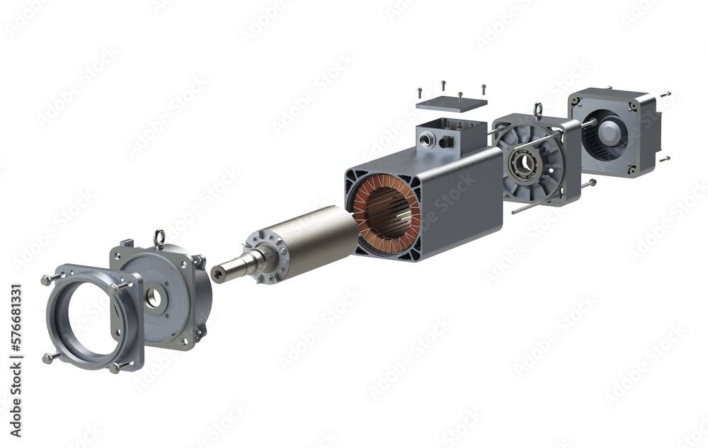 ภาพประกอบสต็อก Exploded view for electric motor ภาพ | Adobe Stock
