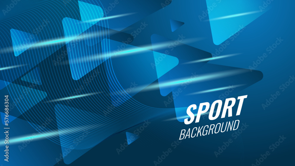 Layout design with dynamic shapes blue Sport background. High-speed ...