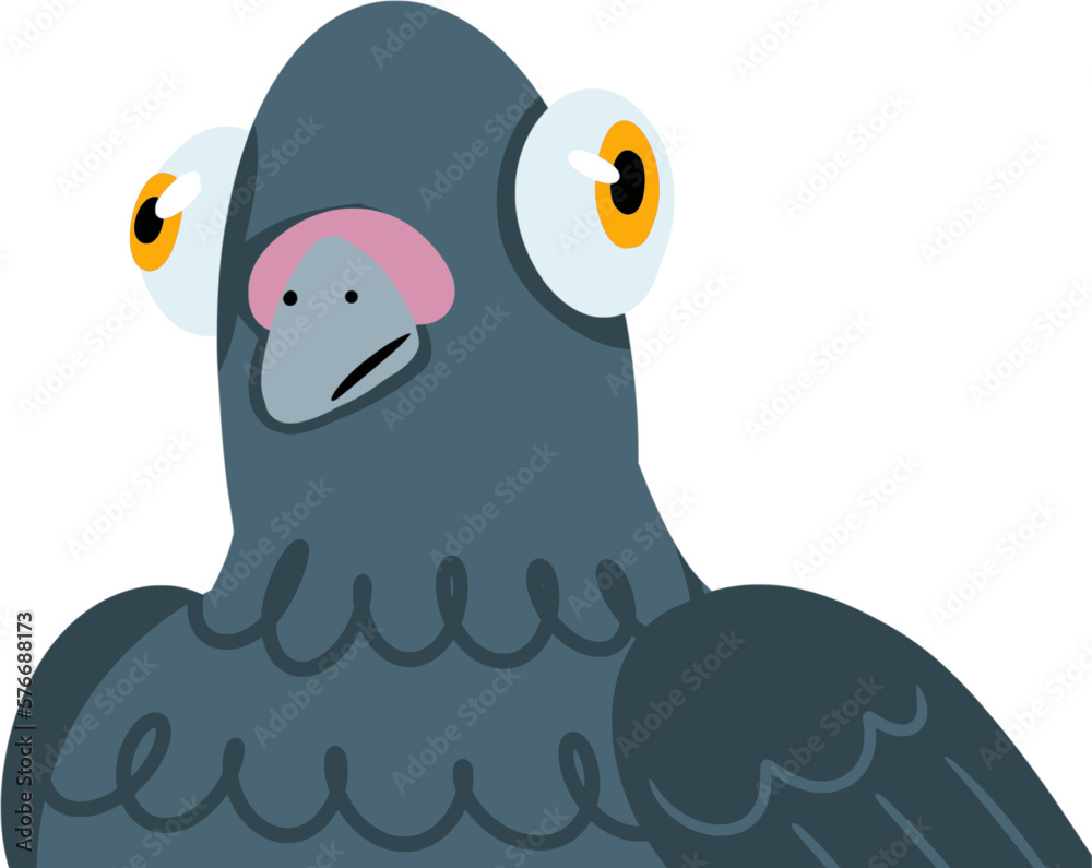 Vector drawing of a pigeon head with big eyes. Hand drawn, cartoon ...