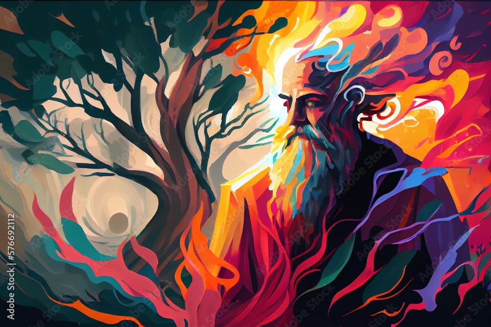 Abstract Art. Colorful Painting Art Of The Biblical Moses And The ...