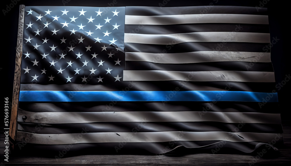 American Flag with Thin Blue Line. Generative AI Stock Illustration ...