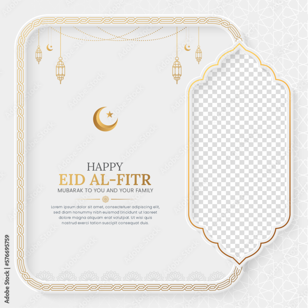 Eid Mubarak Golden Luxury Islamic Social Media Post with Arabic Style ...