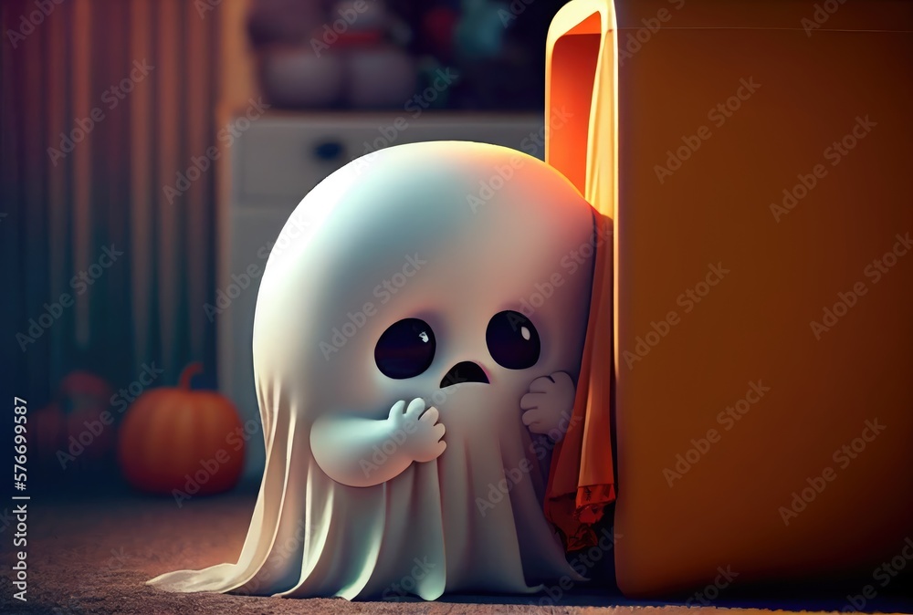 Cute spooky fabric ghost doing hide and seek in Halloween party ...