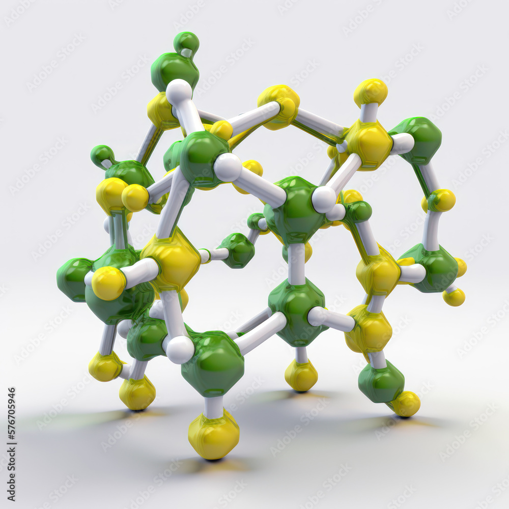 Structure 3D d'une molécule colorée avec atomes et liaisons atomiques ...
