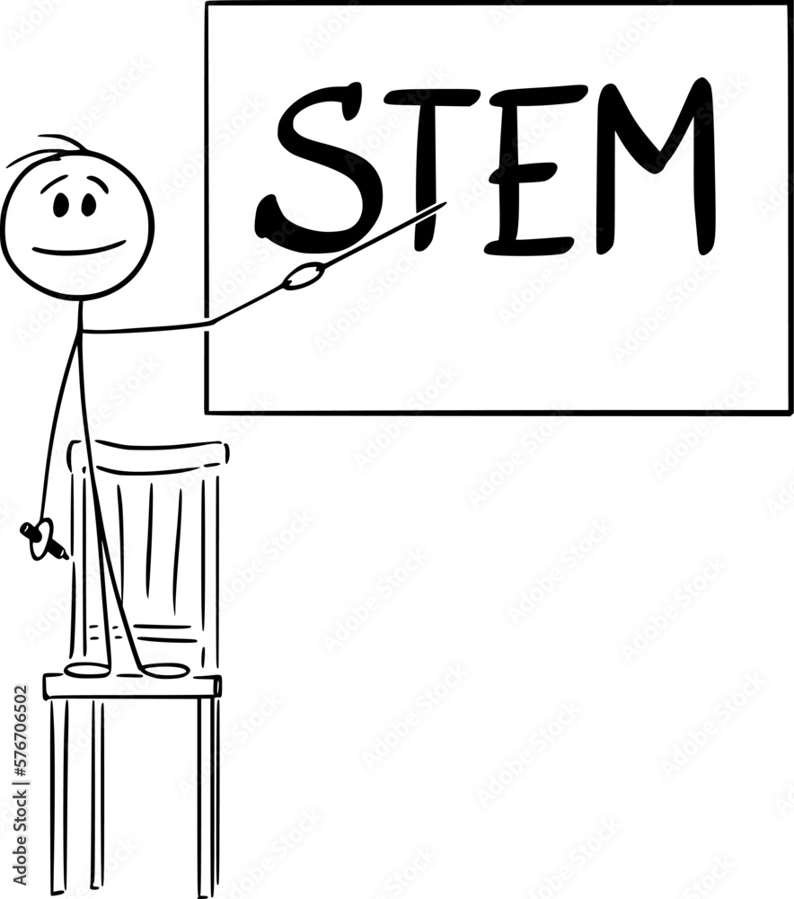 Child in School and STEM , Vector Cartoon Stick Figure Illustration ...