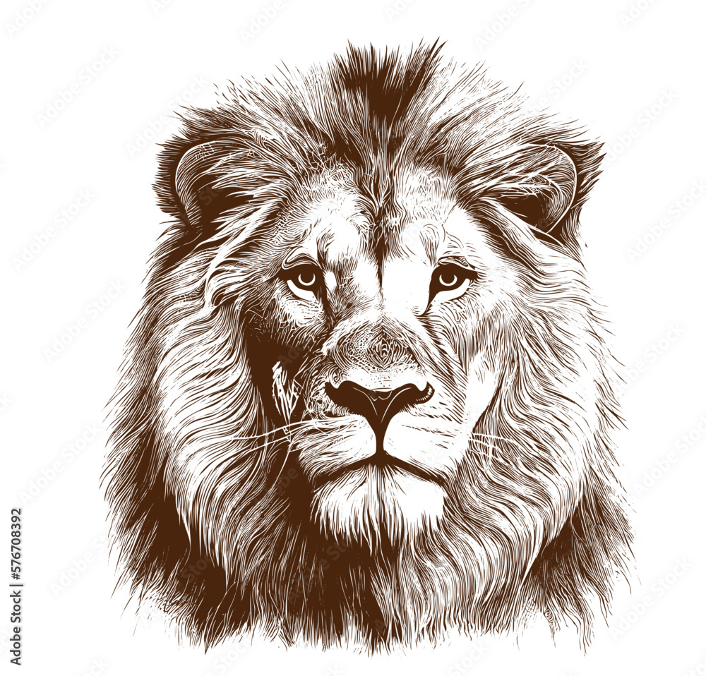Lion portrait sketch hand drawn in doodle style Vector illustration ...