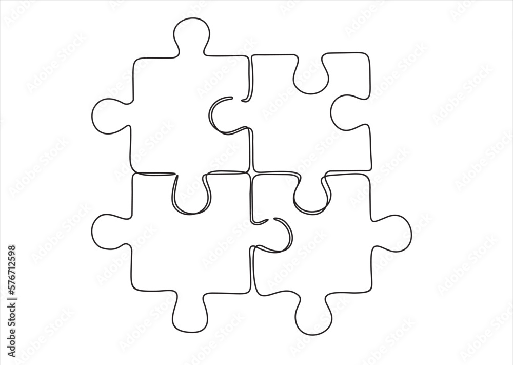 Single continuous line art puzzle game. Team work problem solution ...