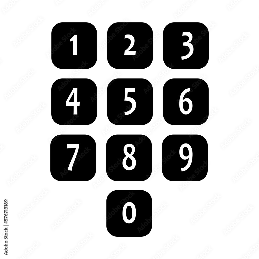 Set of 1-9 numbers icon for Education and UI or UX Design. Numbers ...