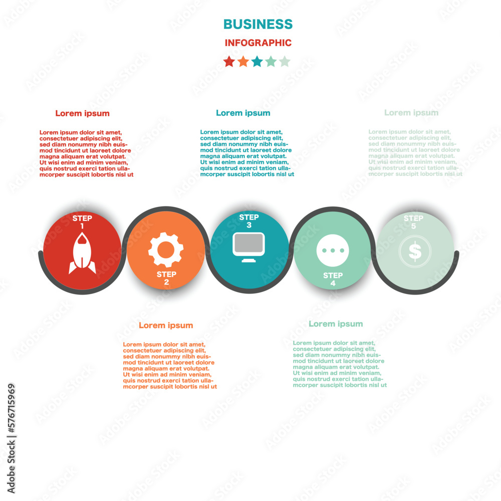 Business process graph, step to success diagram and chart illustration ...