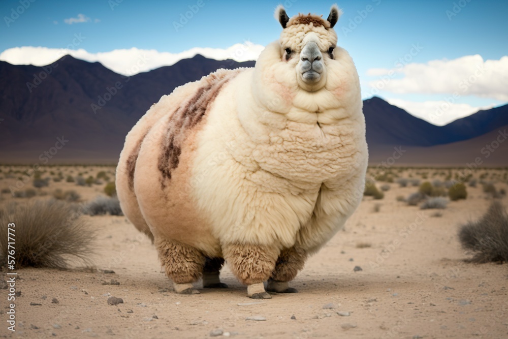 Very fat lama, concept of Overweight and Bulky, created with Generative ...