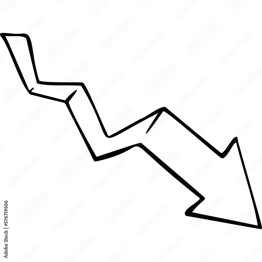 Thin 3d down arrow sketch vector illustration hand draw Stock Vector ...