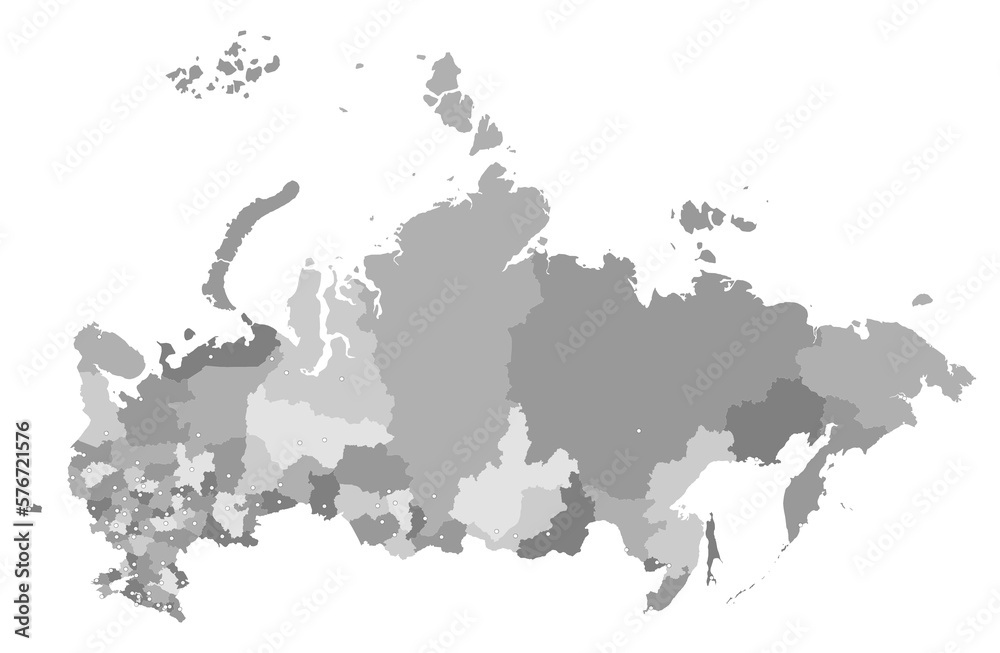 Russia Vector Map (with subdivisions) with major cities mapped ...