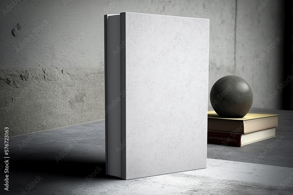 hard texture book cover mockup with a white book on a desk, Generative ...