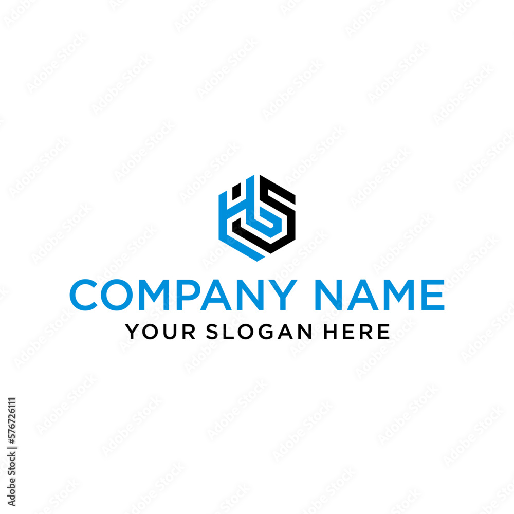 HS letter logo in the form of hexagons and cube logos with letter ...