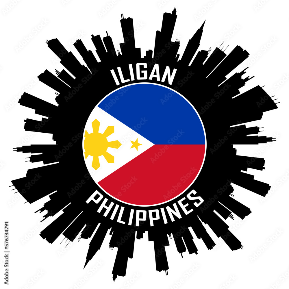 Iligan Philippines Flag Skyline Silhouette Iligan Philippines Lover ...