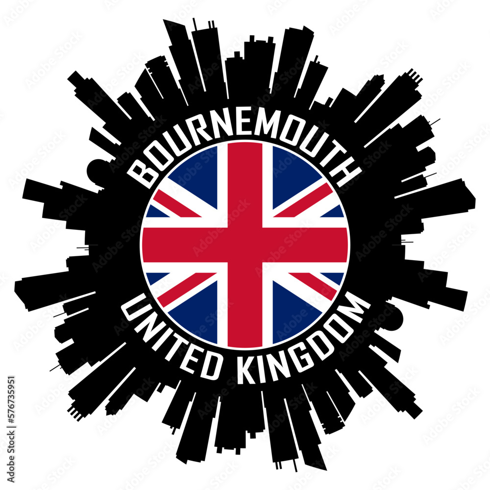 Bournemouth Uk Flag Skyline Silhouette Bournemouth Uk Lover Travel ...