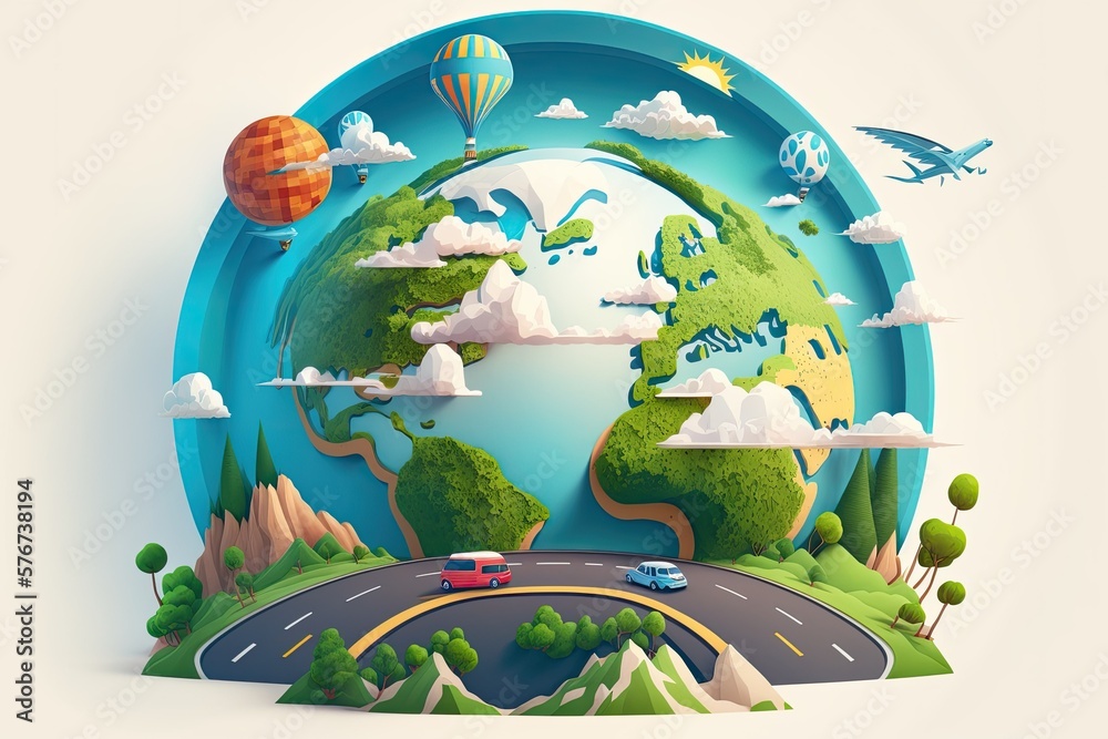 Road on a globe of Earth exhibiting the notion separated with forests ...