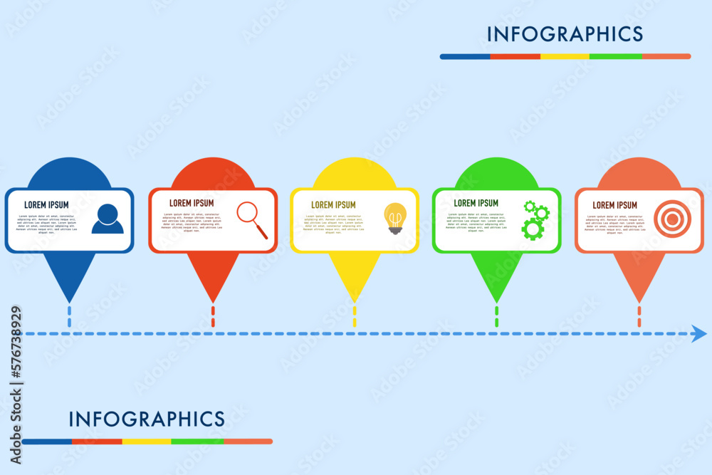 Infographic business process steps with 5 options business data ...