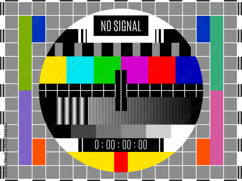 TV signal test screen vector pattern. Retro television broadcast test ...