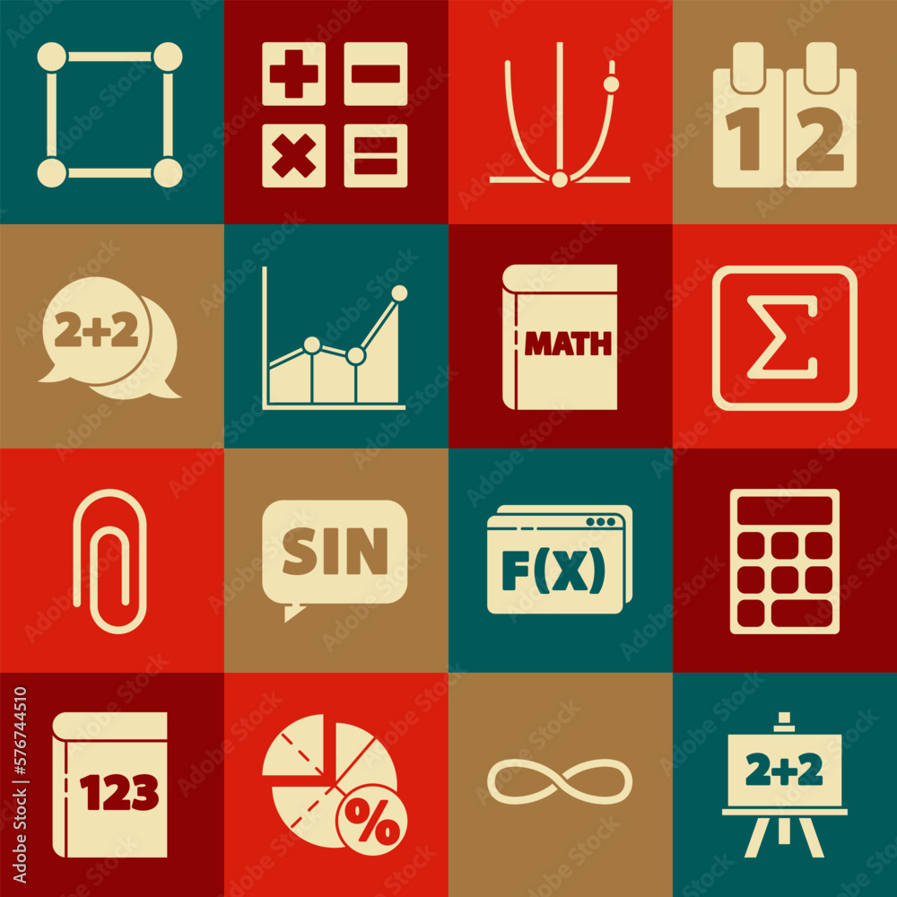 Set Chalkboard, Calculator, Sigma symbol, Graph, schedule, chart ...