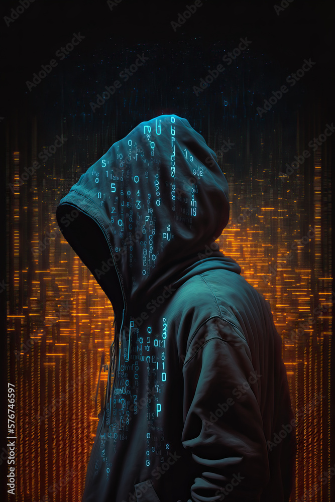 Anonymous hacker with hood with programming codes and symbols ...
