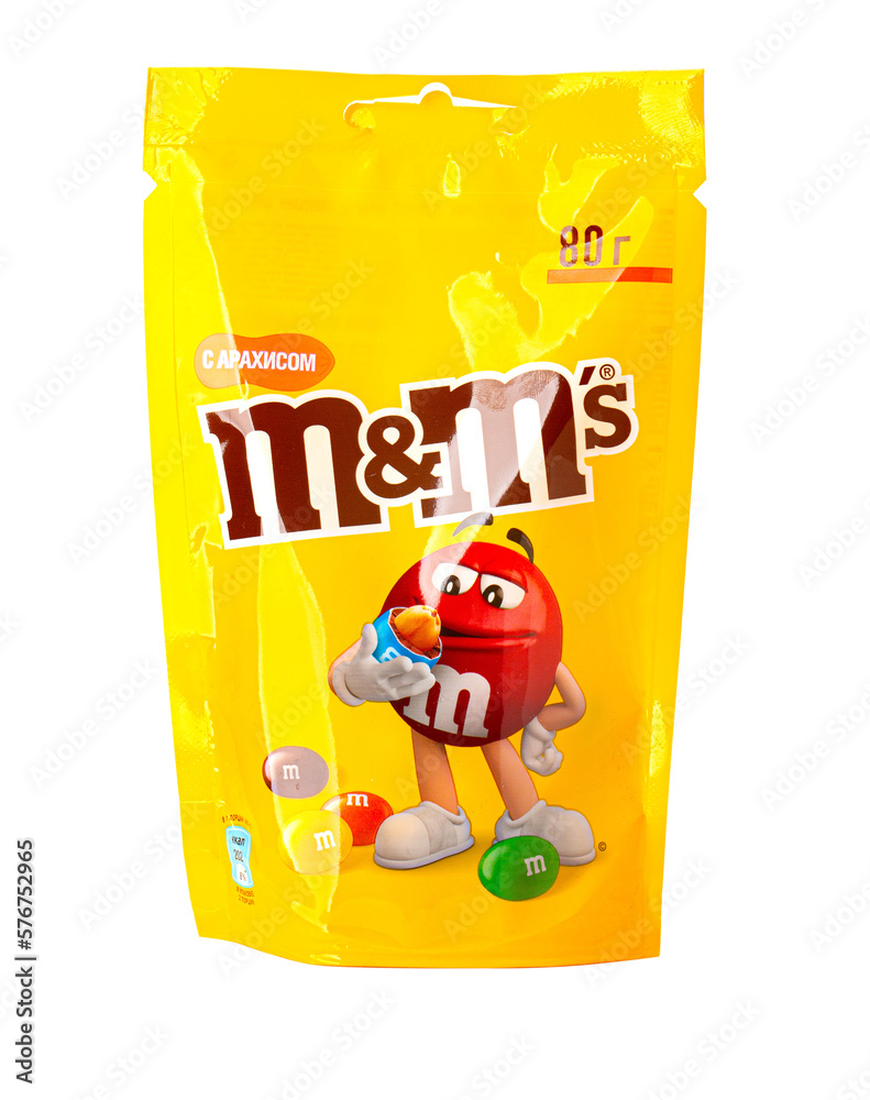 M&Ms delicious dragees in the pack. Stock Photo | Adobe Stock