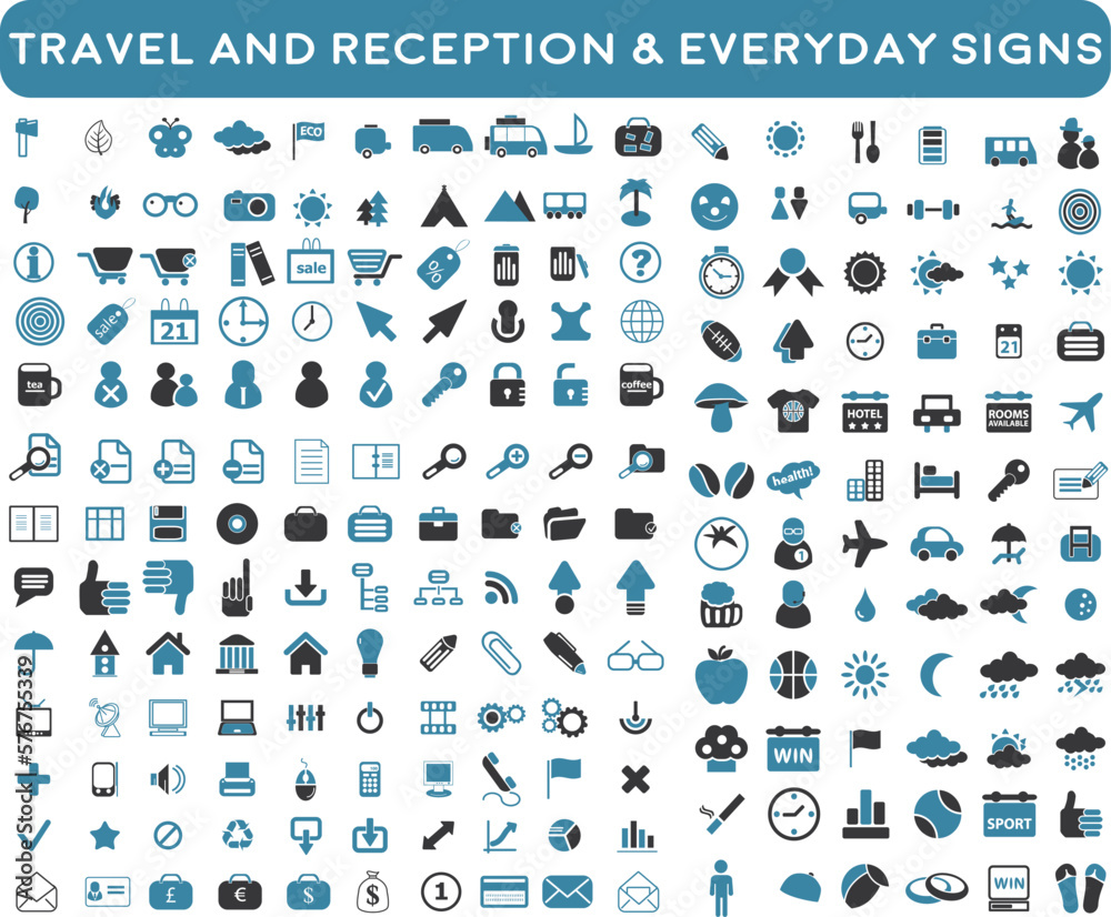 set of icons | premium hotel service and travel flight icon pack with ...