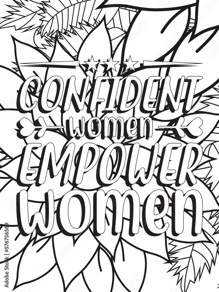 Strong woman quotes Flower Coloring Page Beautiful black and white ...