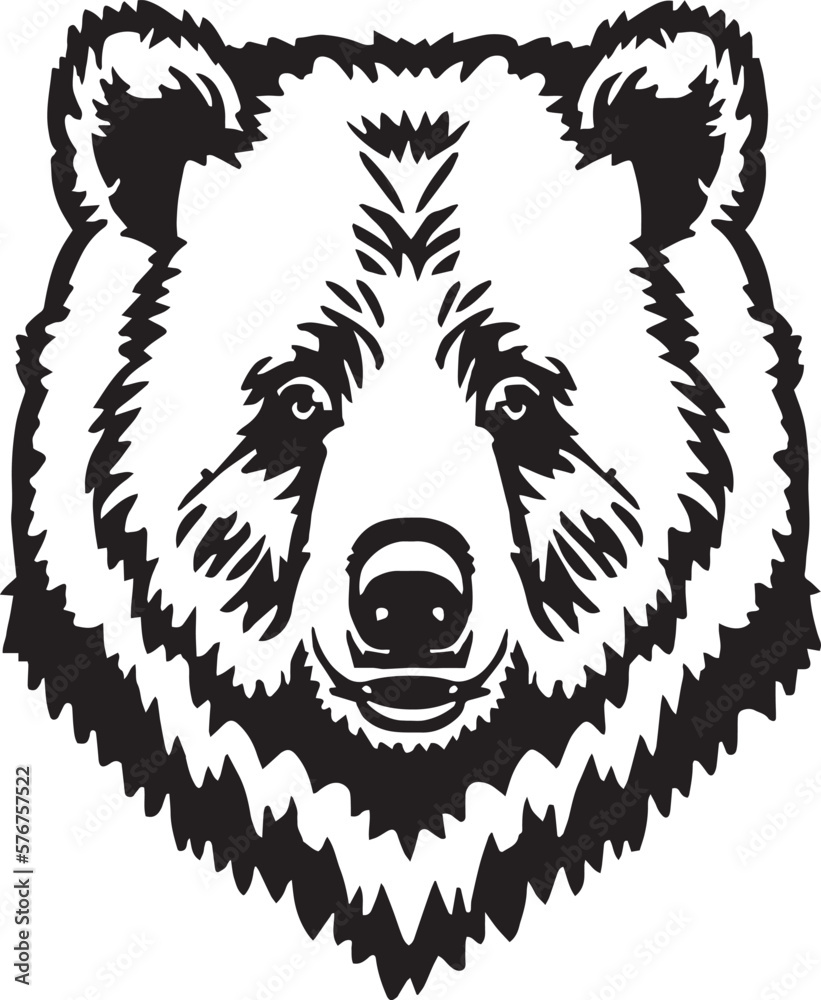 Bear head icon, Grizzly Mascot Hand drawn Emblem, Illustration, SVG, Vector Stock Vector | Adobe ...