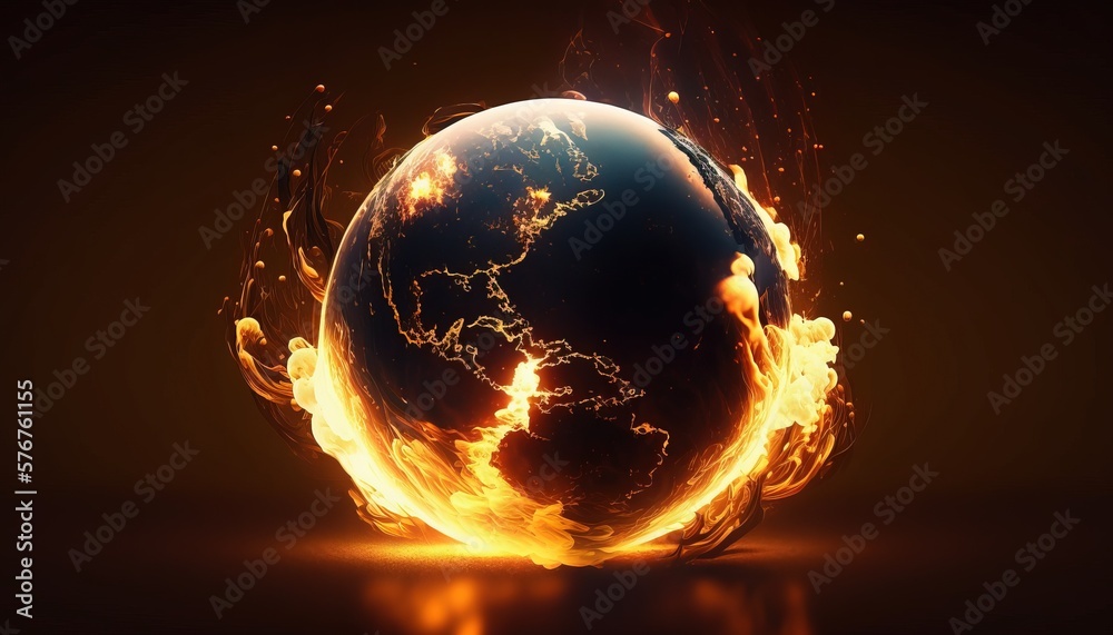 planet on fire, world, earth, explosion, destroyed moon, background ...