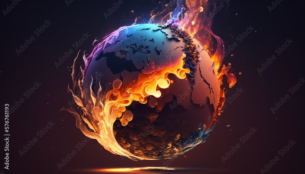 planet on fire, world, earth, explosion, destroyed moon, background ...
