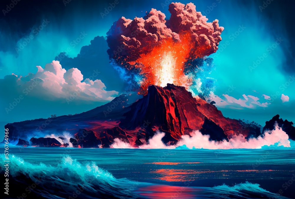 Volcano Acrylic Painting