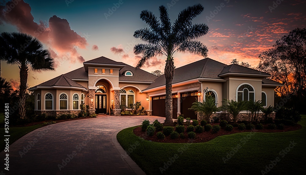 Real estate image background, a beautiful house front view, generative ...