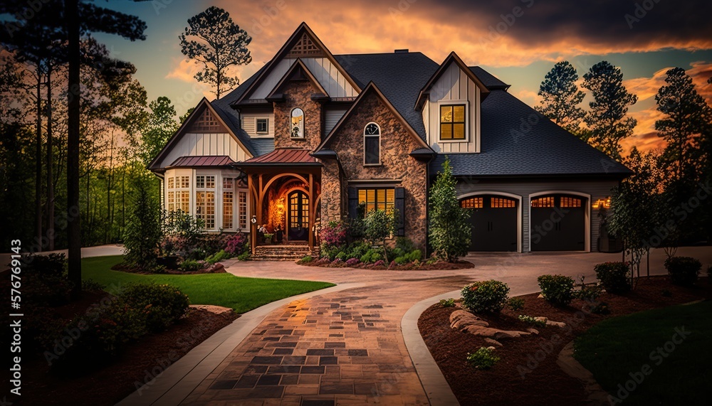 Real estate image background, a beautiful house front view, generative ...