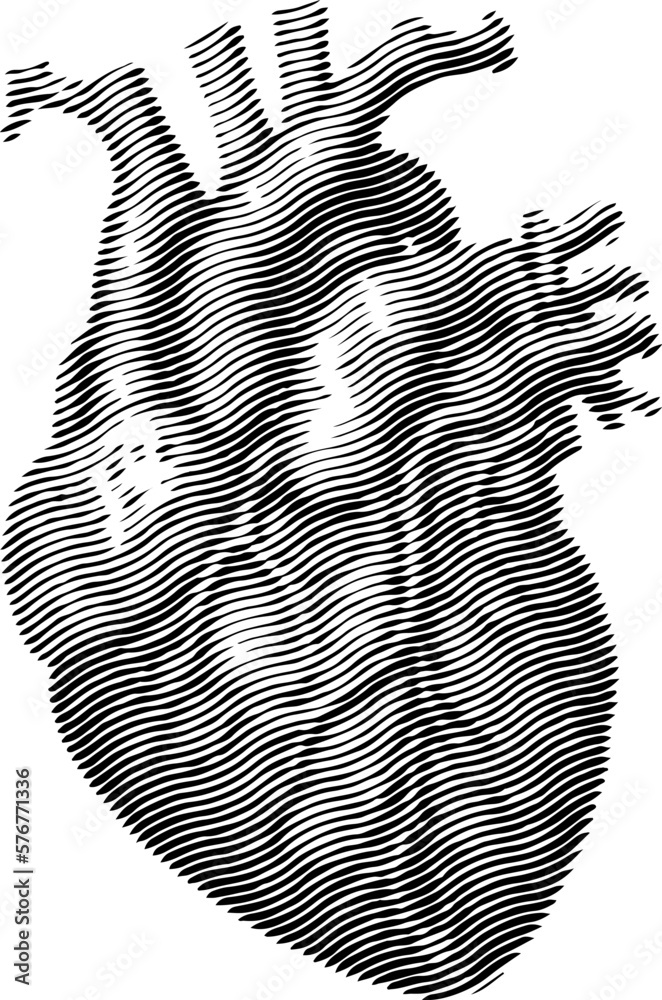 Retro halftone collage elements for mixed media design. Human heart in ...