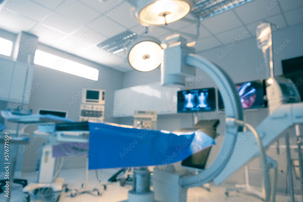 Empty operating room with bed and medical equipped in a hospital Stock ...