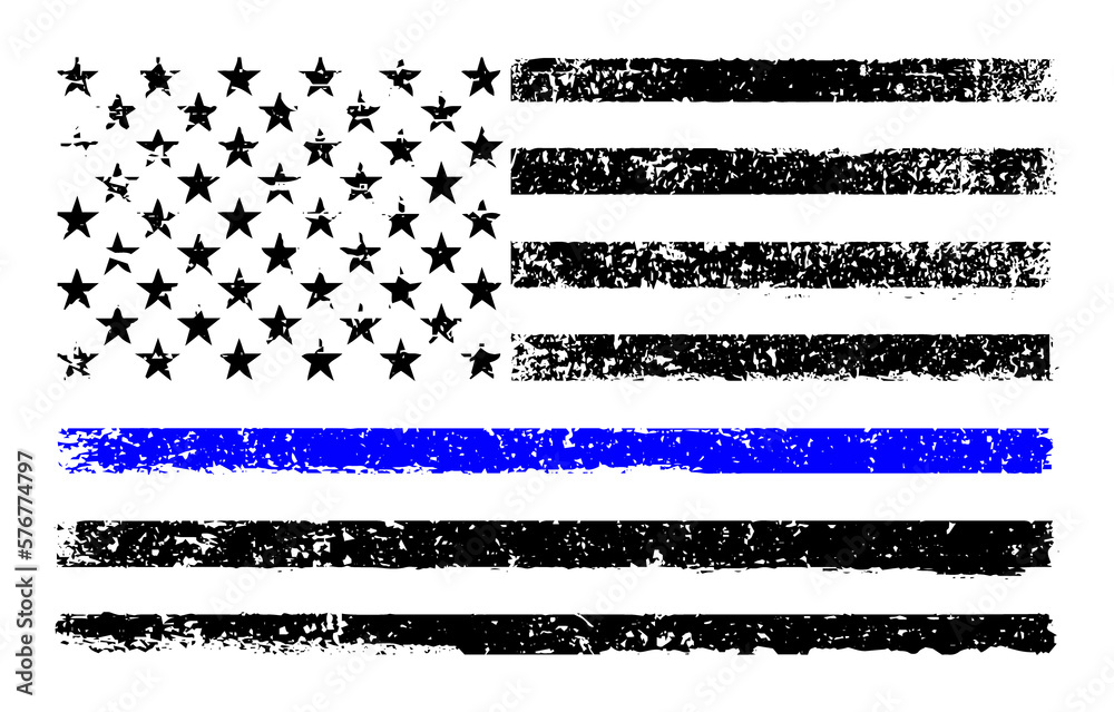 Thin Blue Line With American Flag Design Stock Illustration | Adobe Stock