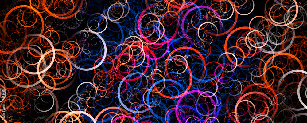 Fantastic panorama background design illustration with circle objects ...
