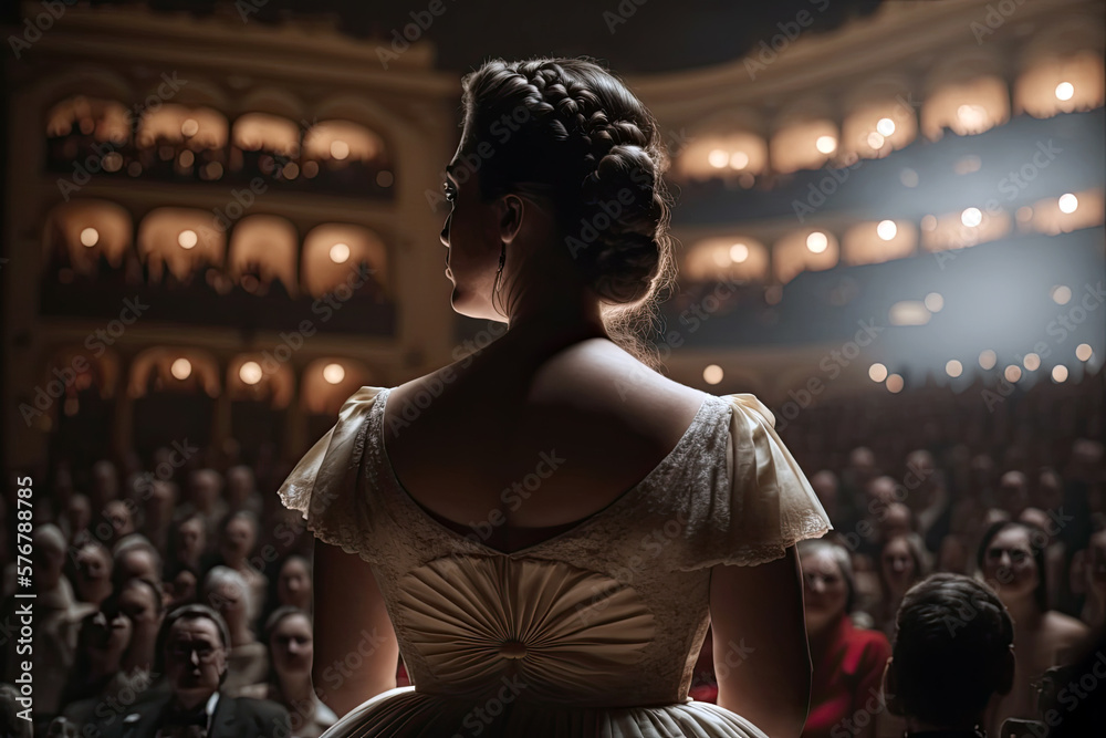 Generative Illustration AI of a female opera singer soprano looking at ...