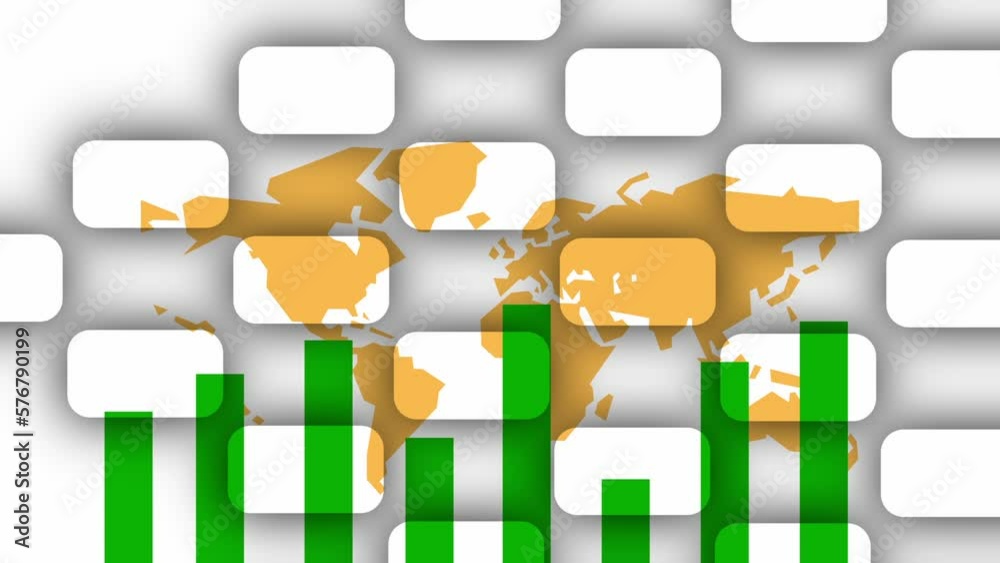 Bar chart graph with world map background animation Stock Video | Adobe ...