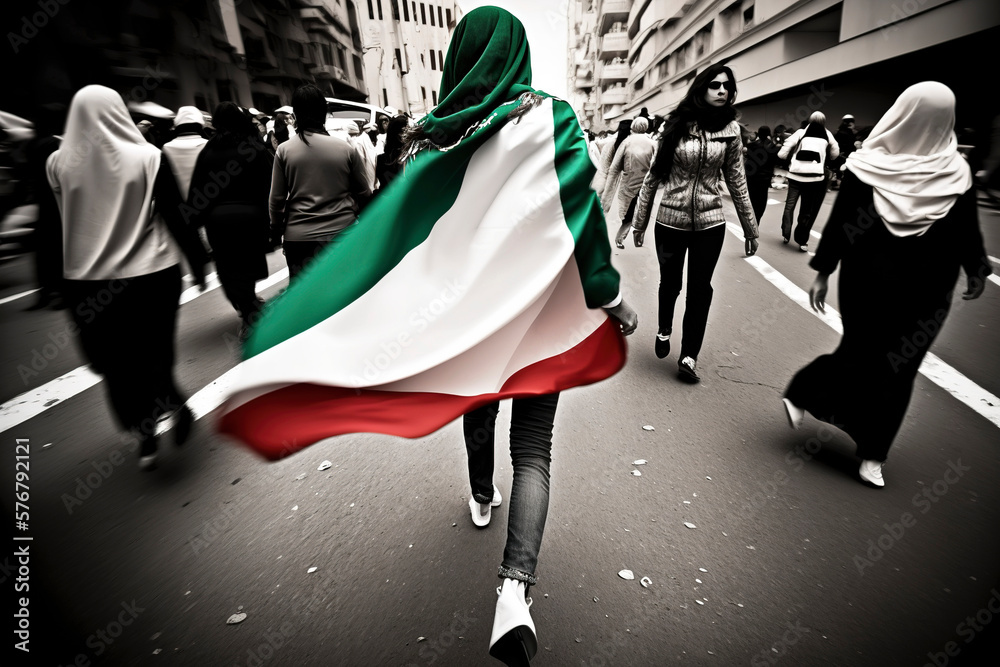 Generative AI illustration of Iranian women protest against oppression ...