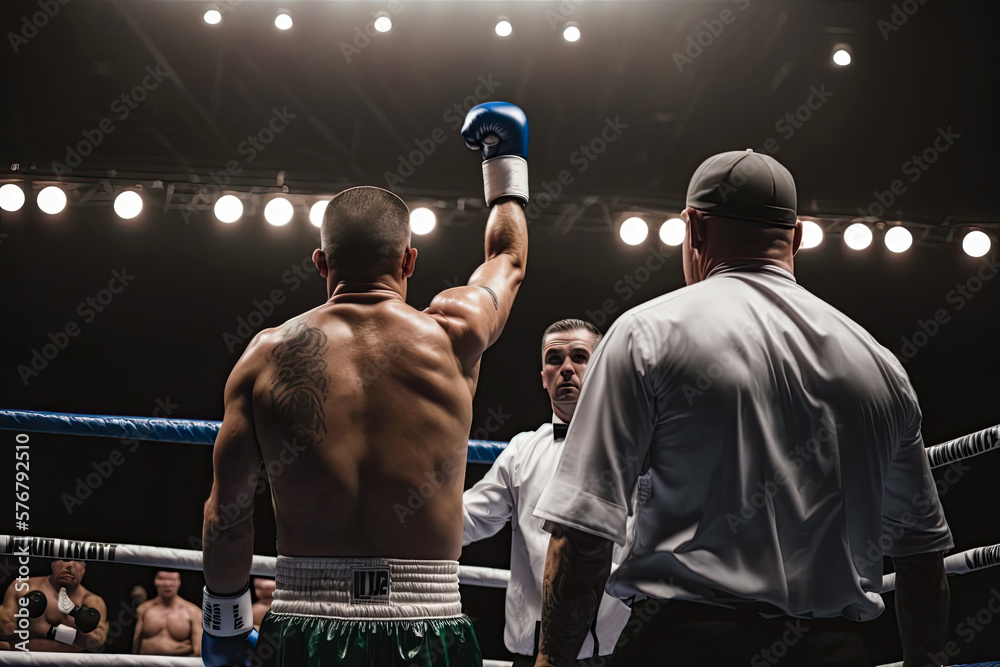 Generative AI Illustration of a boxer saluting with a raised fist from ...