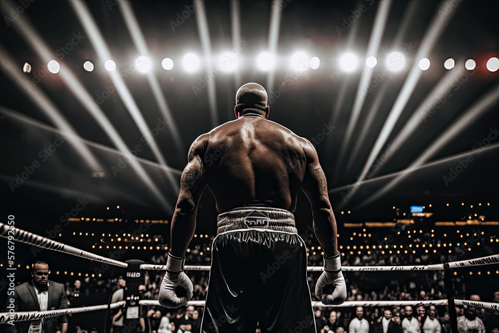 AI Generative Illustration of a black heavyweight boxer in the ring ...