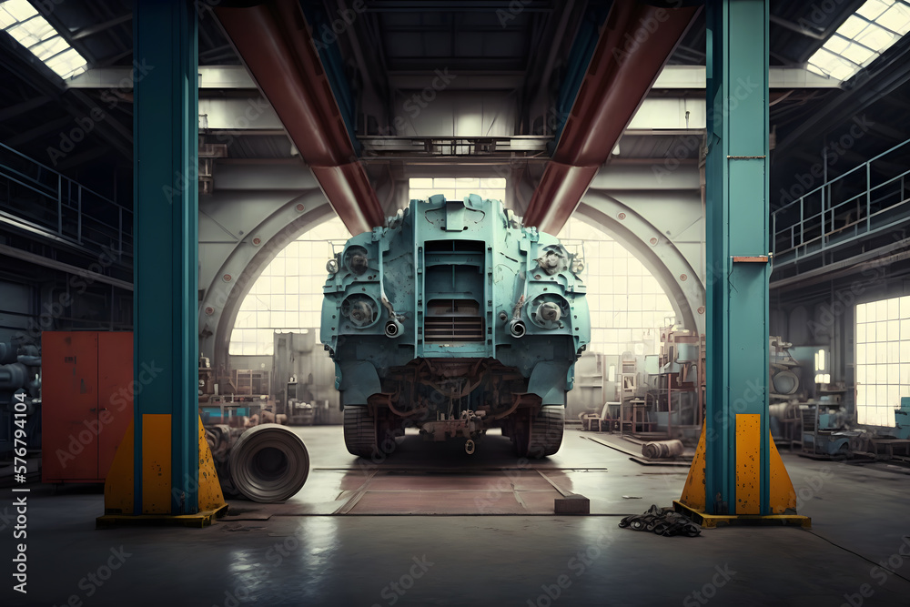 Automation aumobile factory concept. Robot assembly line in car ...