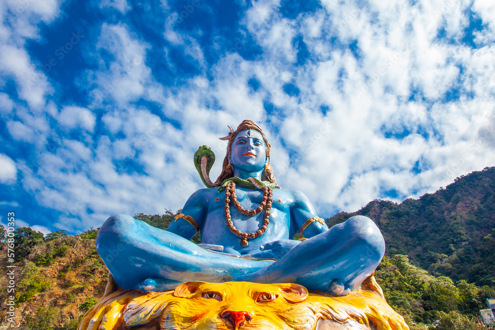 Poster Statue of Lord Shiva on the Ganga river bank in Rishikesh – Wall ...