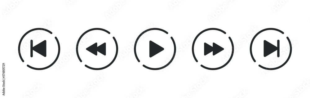 Set of video media player icons vector set. Multimedia music audio ...