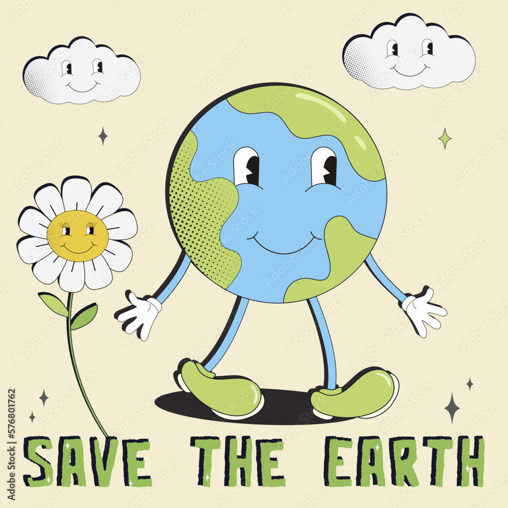 Earth Day.Save the Earth.Concept of World Environment Day in y2k style ...